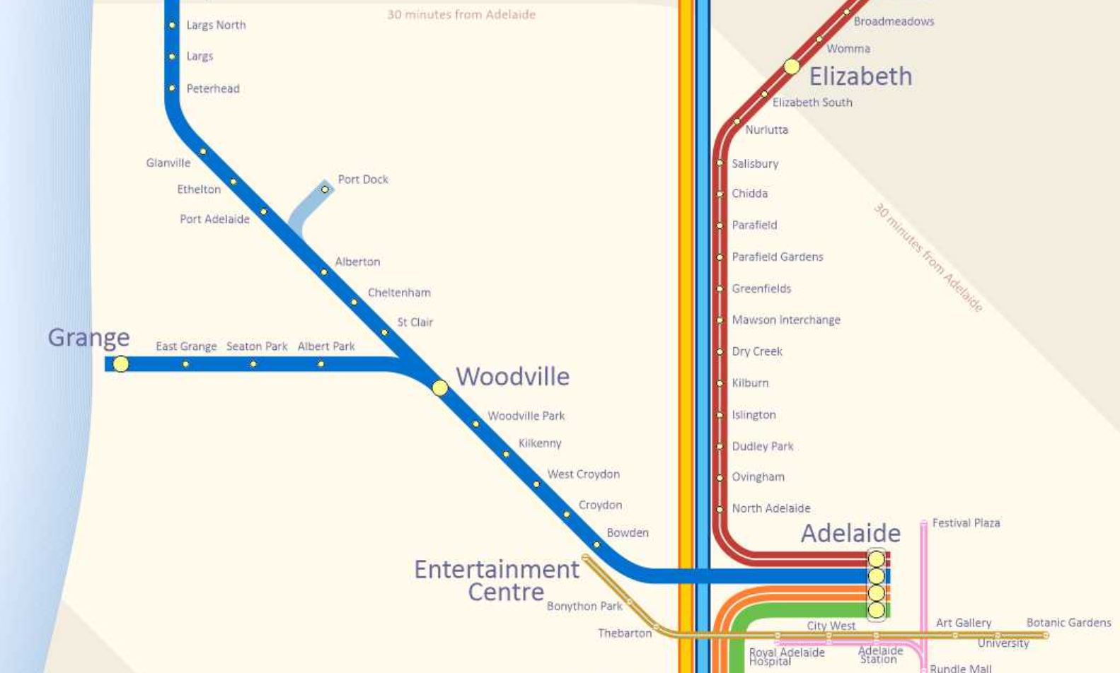 Australia Rail Map showing every station and tram stop